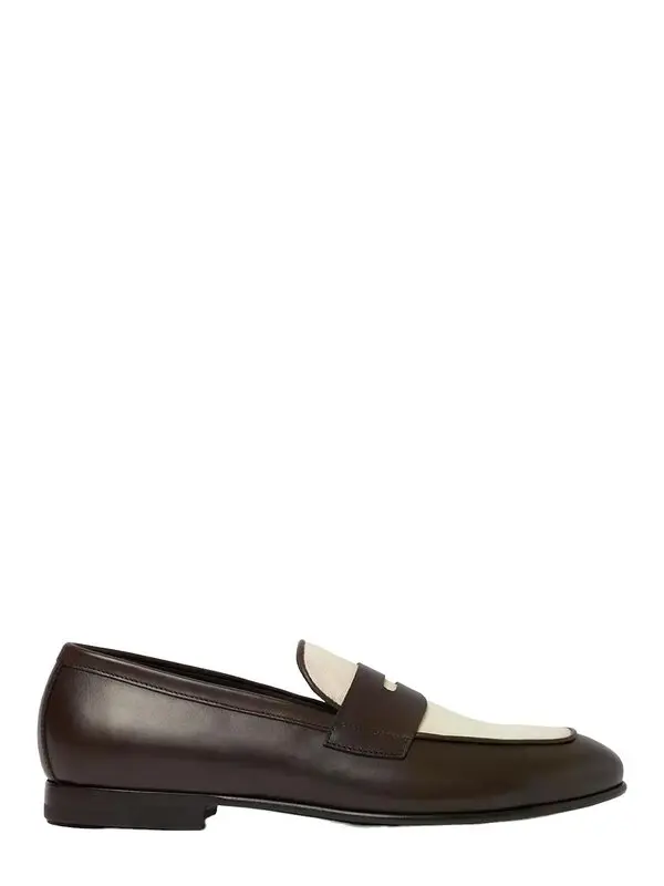 SCAROSSO Austin Leather Penny Loafers - Brown