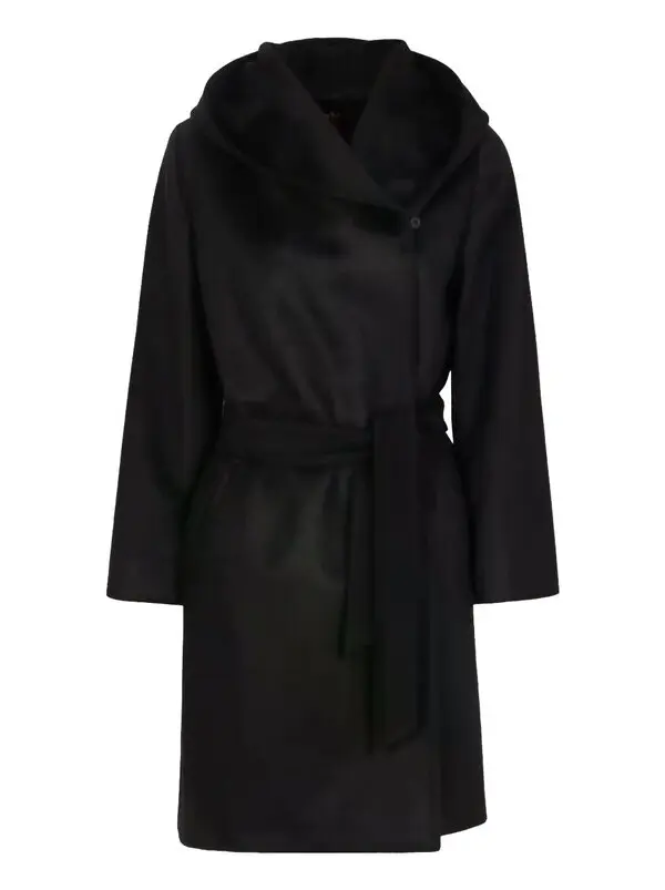 Max Mara Hooded Belted Coat - Black