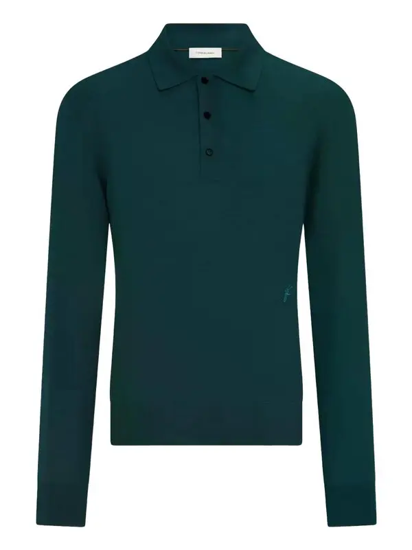 FERRAGAMO Long-sleeved Wool Polo Shirt - Green