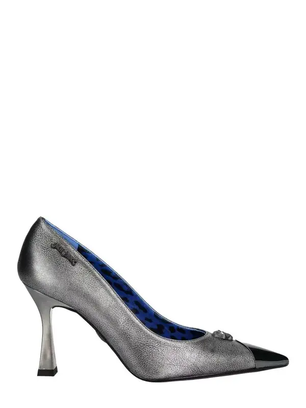 NEW ROCK 90mm Skull-detail Metallic Pumps - Silver