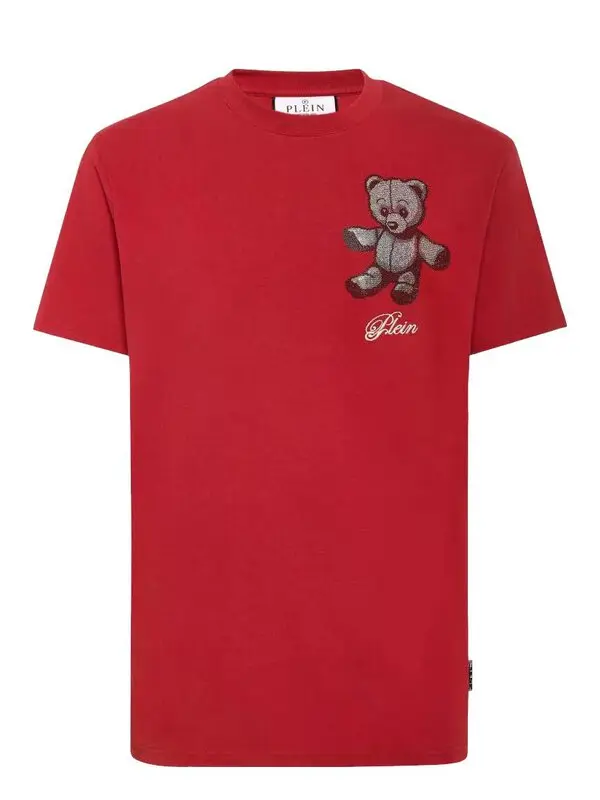 Philipp Plein Teddy Bear Strass T-shirt - Red