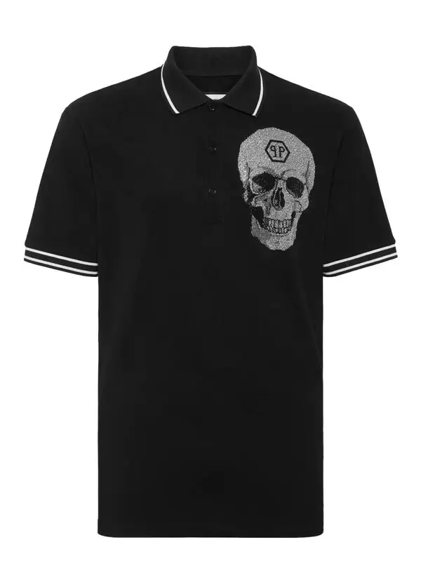 Philipp Plein Crystal-embellished Polo Shirt - Black