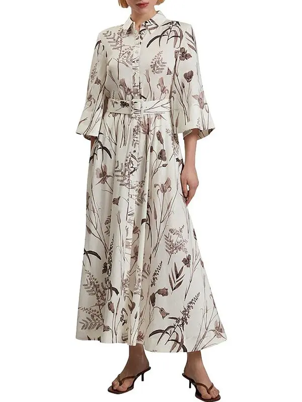 Ted Baker London Luwisa Linen-silk Pleated Midi Dress - Ivory
