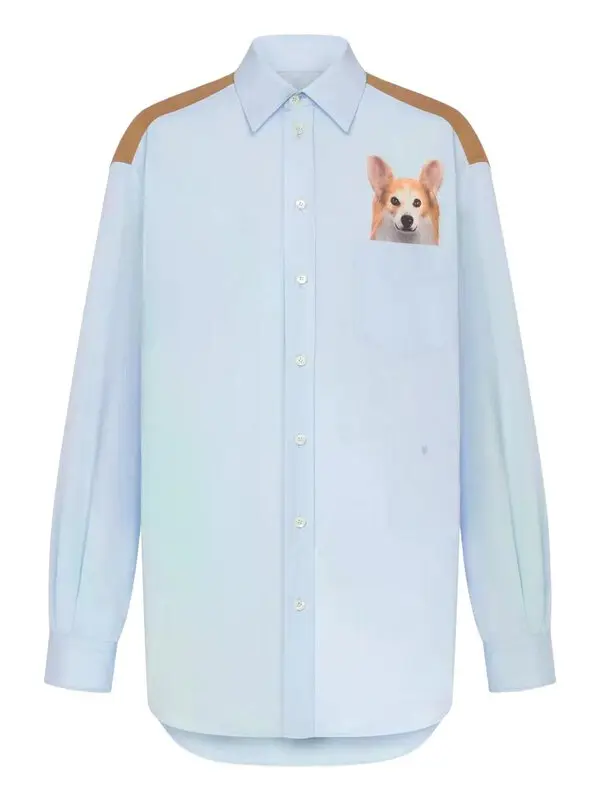 Moschino Dog-motif Cotton Shirt - Blue