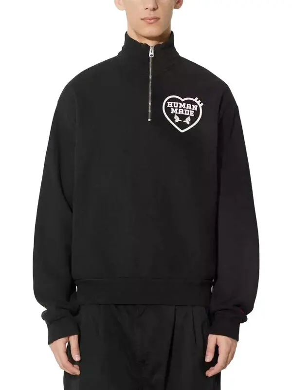 HUMAN MADE Heart Logo Half-zip Sweatshirt - Black