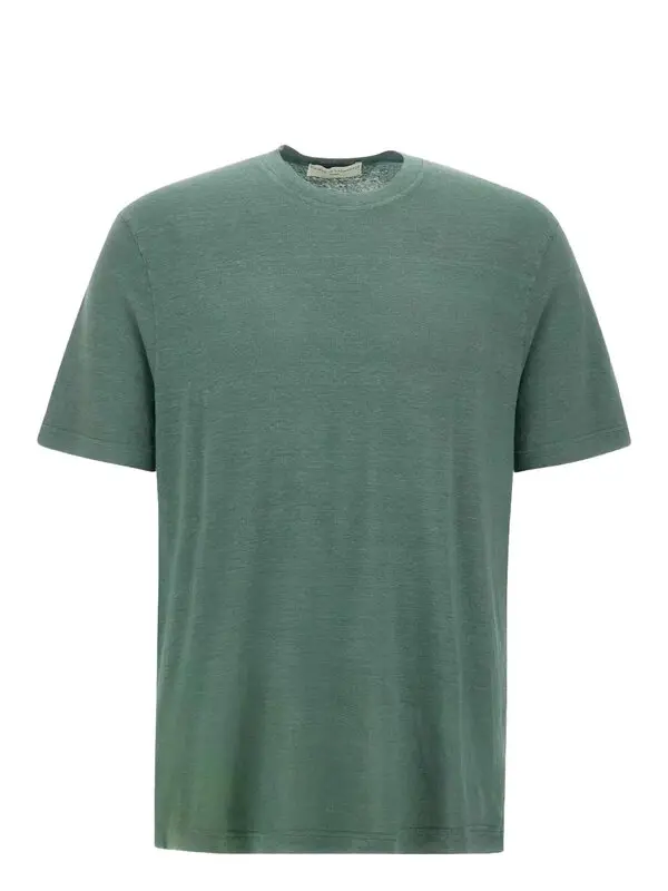 FILIPPO DE LAURENTIIS Crew-neck Linen-blend T-shirt - Green