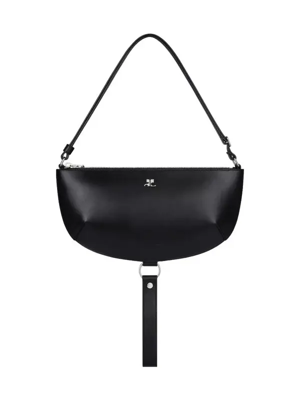 COURREGES Half-moon Leather Shoulder Bag - 9999 - Black