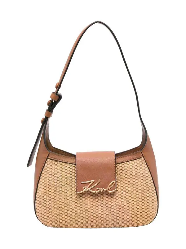 Karl Lagerfeld K/signature Woven Leather Shoulder Bag - Neutrals