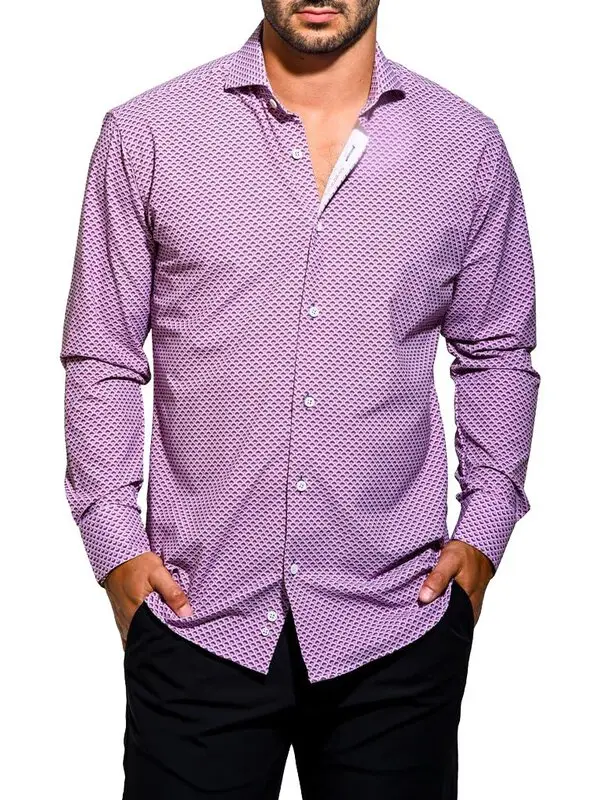 MACEOO Einstein Resistance Contemporary Fit Knit Button-up Shirt - Purple