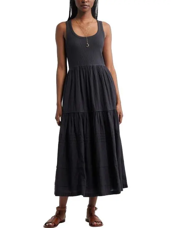 Treasure & Bond Scoop Neck Midi Dress - Black