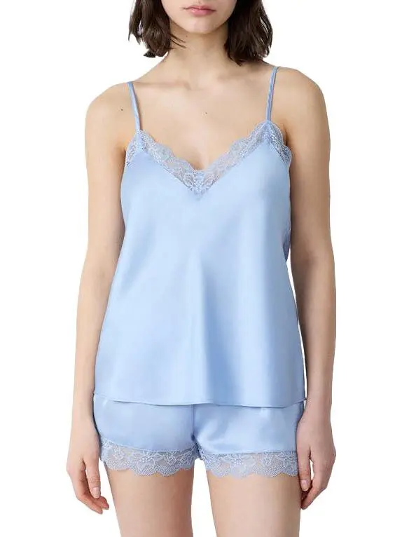 ETAM Desire Caraco Lace Trim Satin Camisole - Light Blue