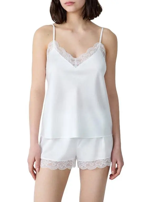ETAM Desire Caraco Lace Trim Satin Camisole - White