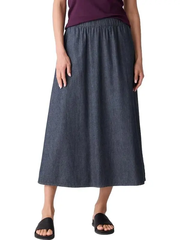 Eileen Fisher Organic Cotton Twill Skirt - Denim