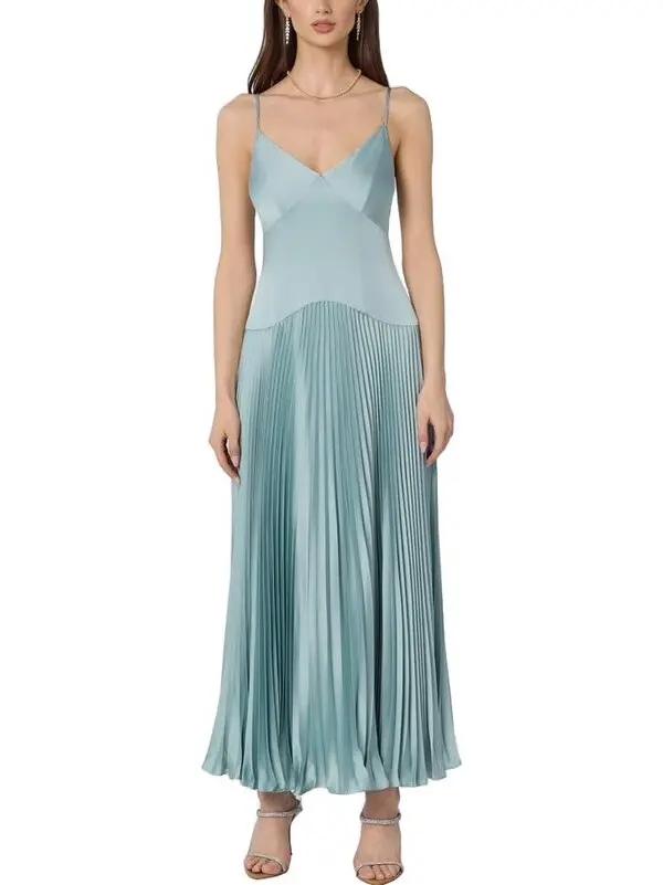Astr The Label Pleated Drop Waist Dress - Seafoam
