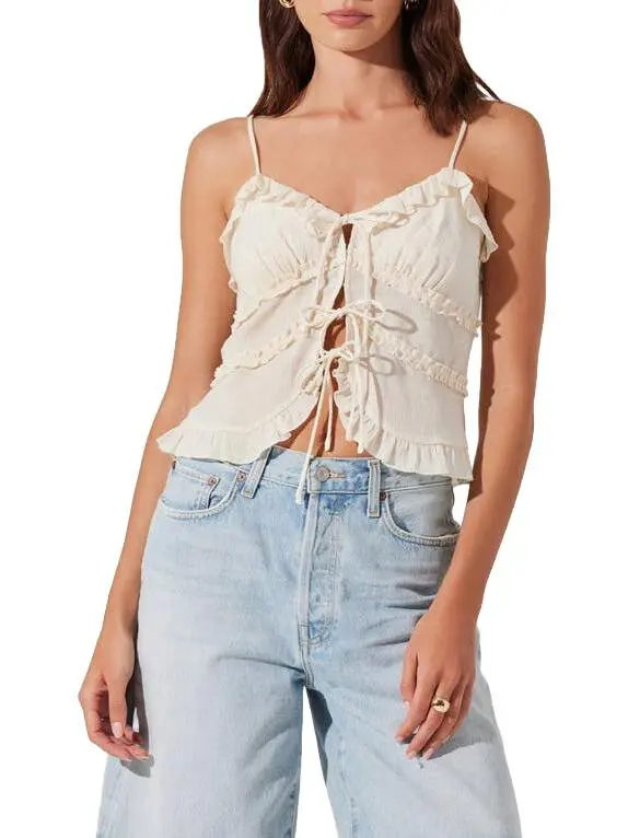 Astr The Label Islah Tie Front Camisole - Cream