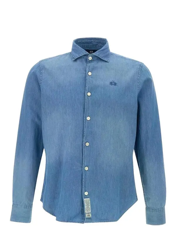 LA MARTINA Logo-embroidered Denim Shirt - Blue