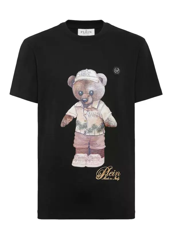Philipp Plein Round Neck T-shirt Teddy Beach - Black