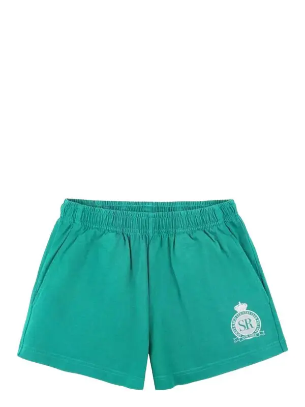 SPORTY & RICH Logo-print Elastic-waist Shorts - Green