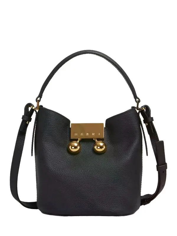 Marni Trunkaroo Pebbled-leather Bucket Bag - Black