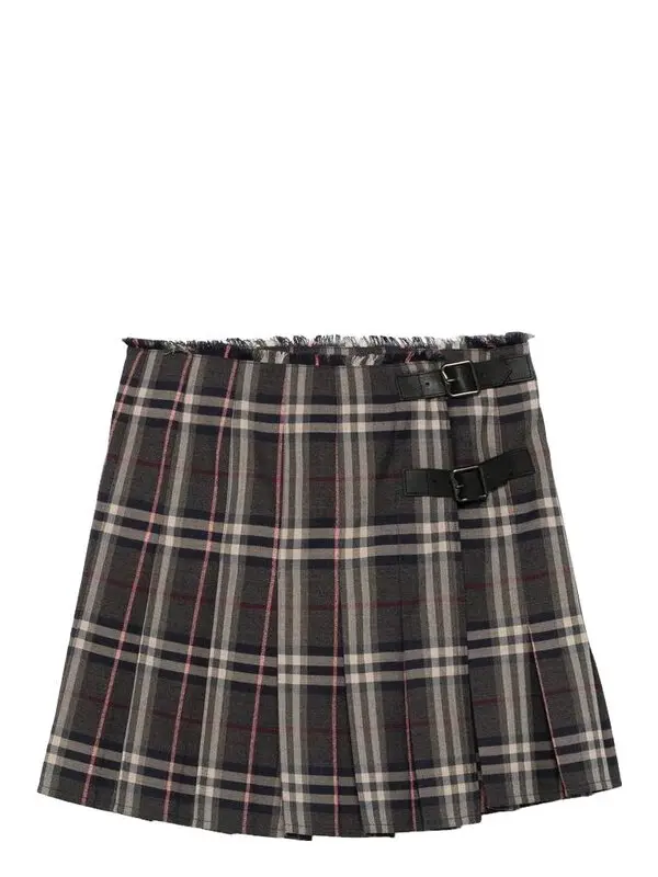 Burberry Check Pleated Mini Skirt - Brown