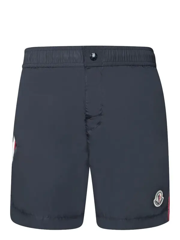 Moncler Tricolour-trimmed Swim Shorts - Blue