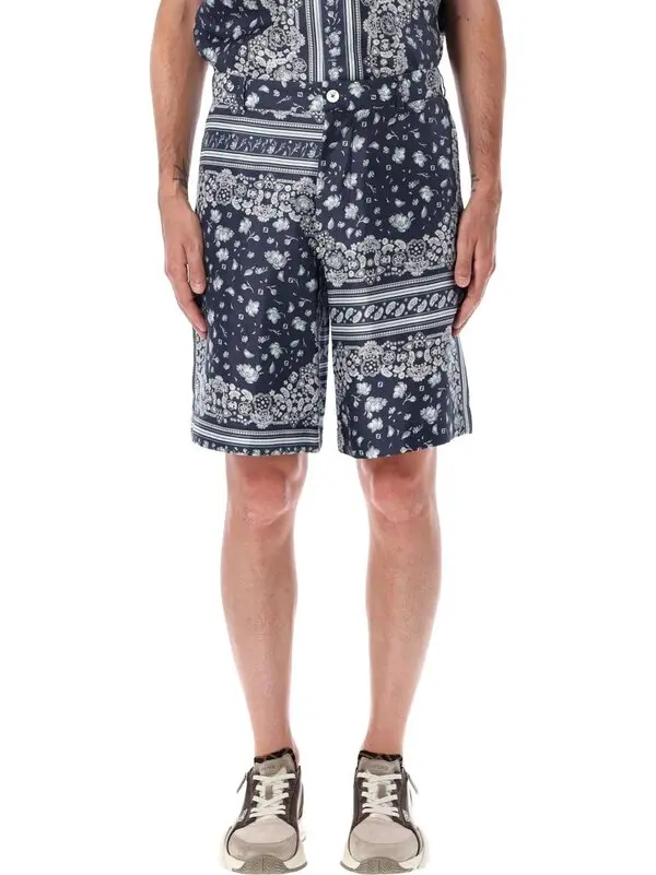 Fendi Printed Silk Shorts - Blue