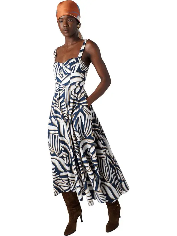 Diane Von Furstenberg Audrey Tiered Midi Dress - Savanna Shadow Navy