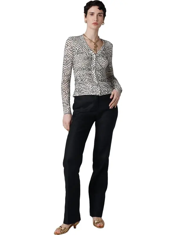 Diane Von Furstenberg Princess Cardigan - Batik Dot Ivory And Black