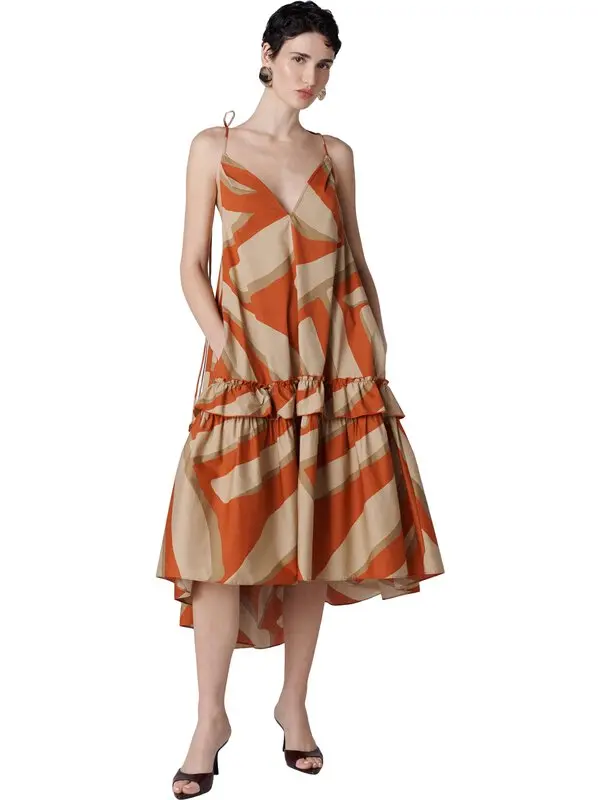 Diane Von Furstenberg Emersyn Midi Dress - Giant Savanna Shadow Burnt Ochre