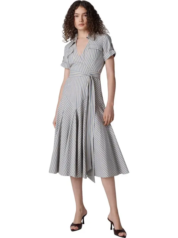 Diane Von Furstenberg Oakley Midi Dress - Misty Blue And Bone Stripe