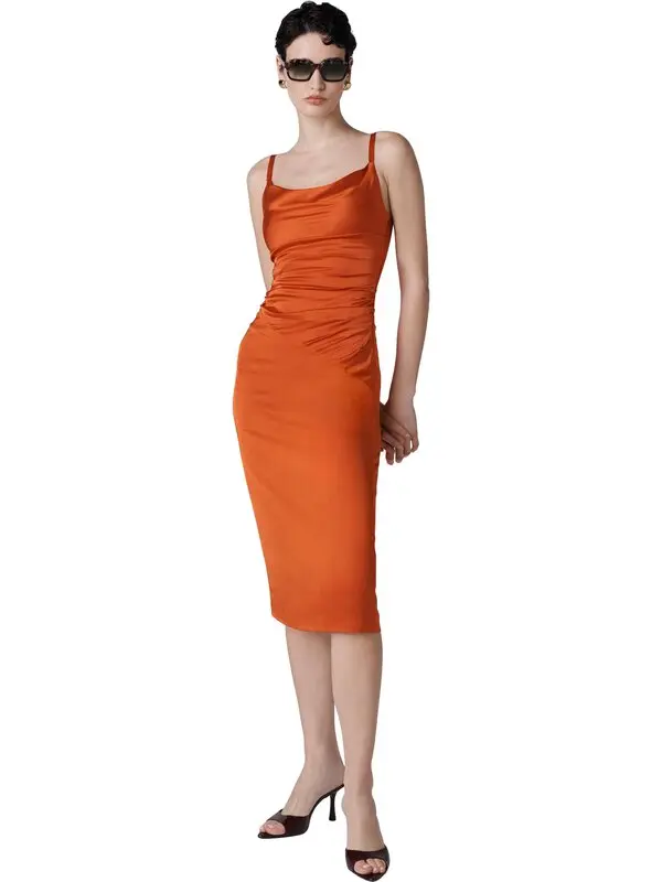Diane Von Furstenberg Claudia Slip Midi Dress - Burnt Ochre