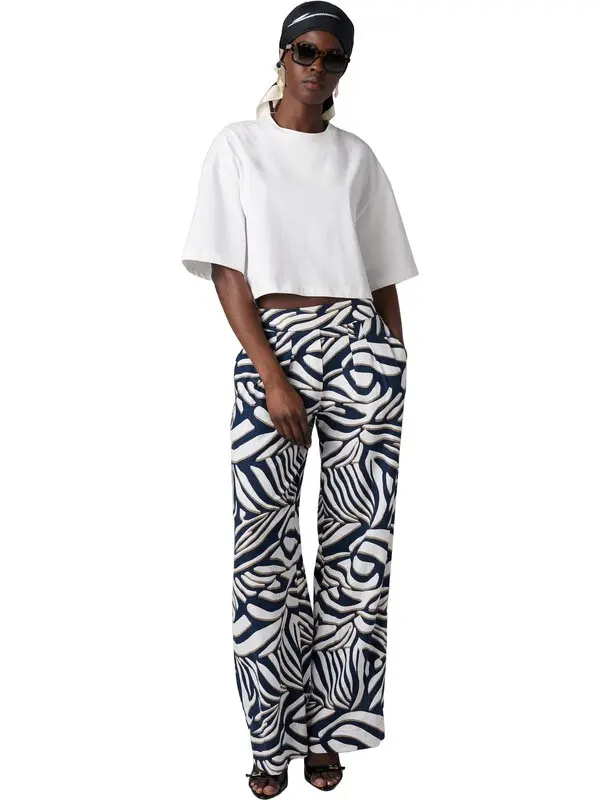 Diane Von Furstenberg Dakota Wide Leg Pants - Savanna Shadow Navy