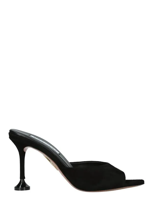 AQUAZZURA Bisous 85 Suede Mules - Black