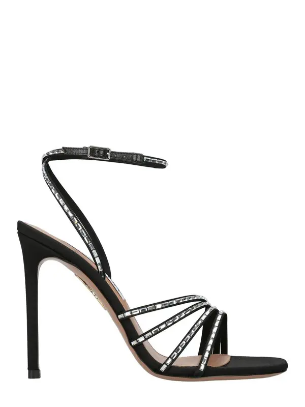 AQUAZZURA Suede Embellished Mistica 105 Sandals - Black
