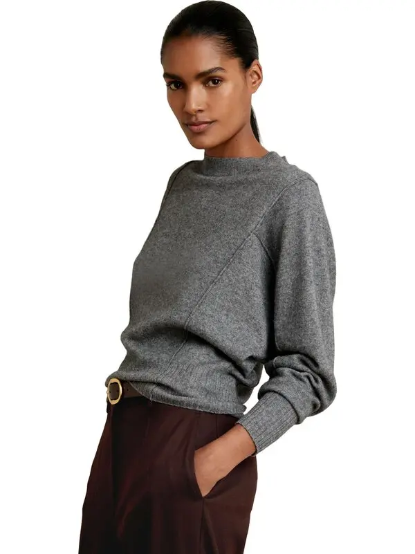 REISS Wool-blend Batwing Jumper With Cashmere - Charcoal