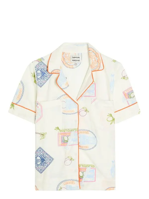 DAMSON MADDER Embroidered Cotton-blend Shirt - Multicoloured