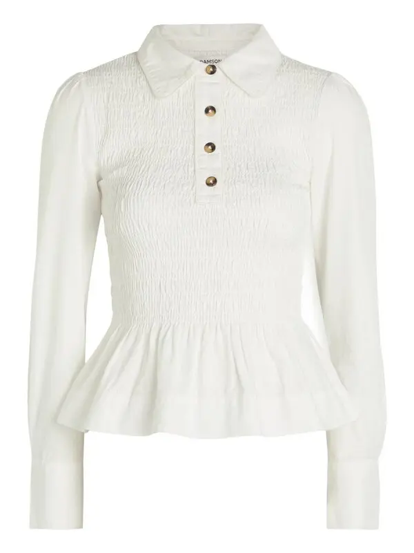 DAMSON MADDER Hazel Smocked Shirt - White