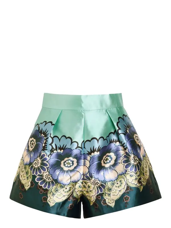ALEMAIS Madalena Floral Satin Twill Shorts - Multicoloured
