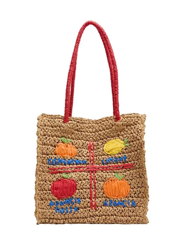 DAMSON MADDER Fruity Raffia Tote - Natural