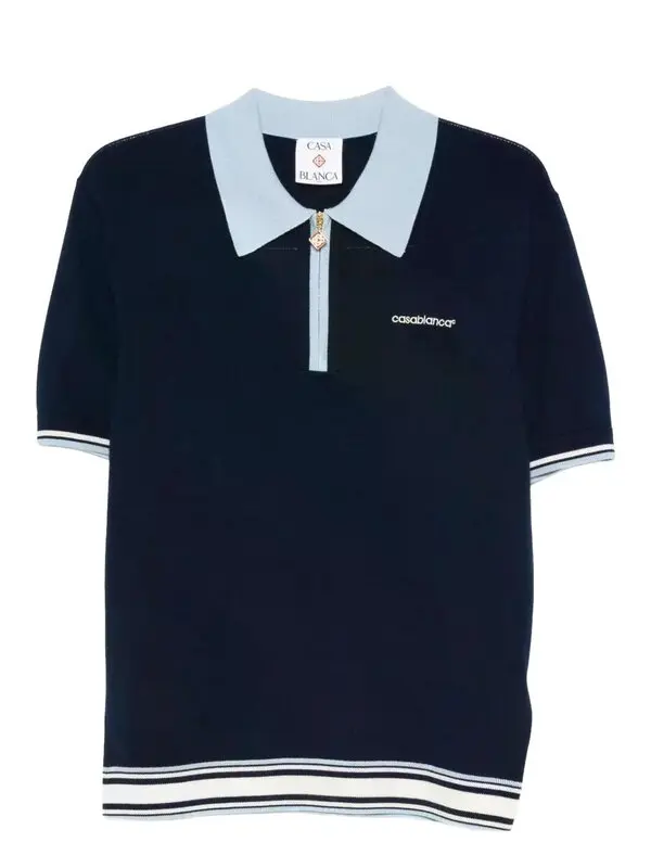 Casablanca Zip-front Polo Shirt - Blue
