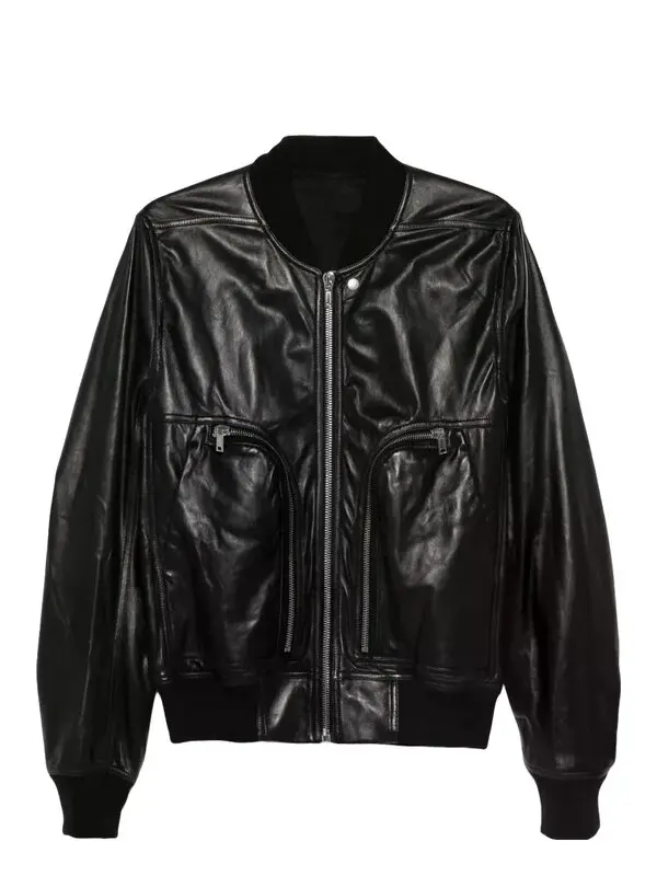 Rick Owens Leather Bomber Jacket - Black
