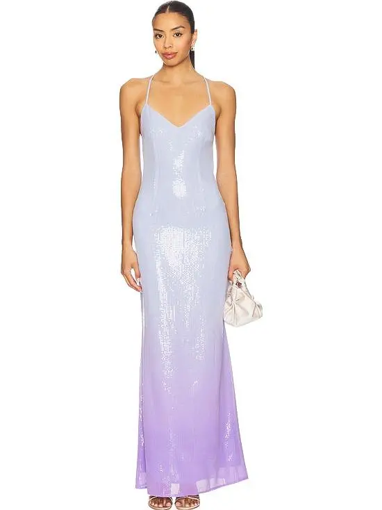 RUNAWAY THE LABEL Niyah Maxi Dress - Ice Blue Ombre