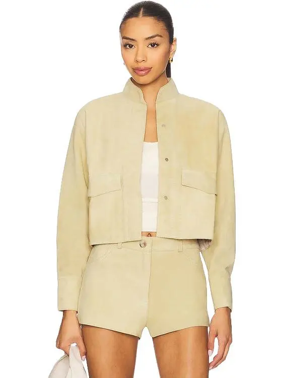 ZUT Cropped Suede Jacket - Butter Yellow