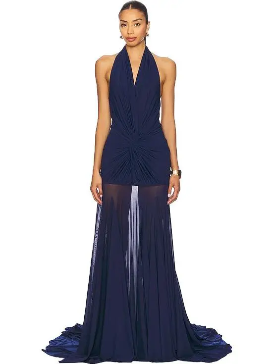 DEME BY GABRIELLA Chloe Gown - Navy Blue