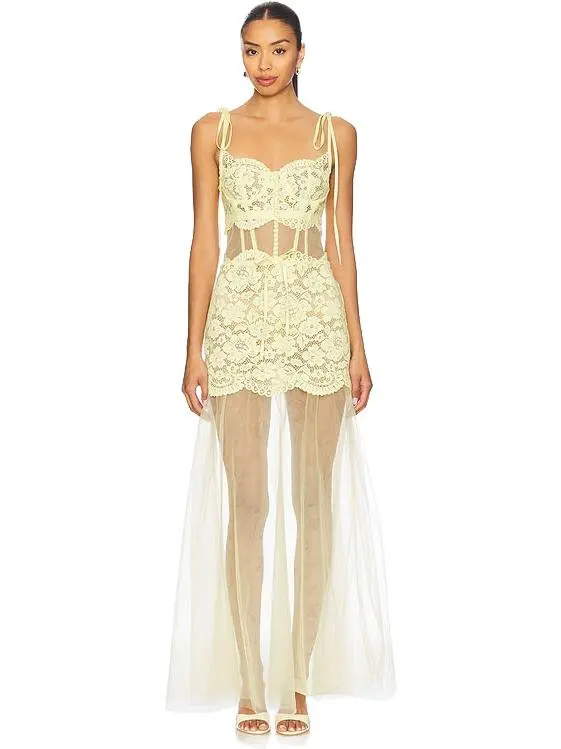 For Love & Lemons Viola Gown - Yellow