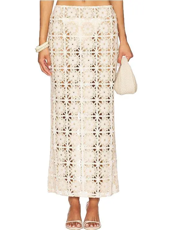 Tularosa Tahlia Maxi Skirt - White & Beige