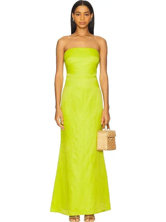 SIMONMILLER Sculpty Strapless Satin Dress - Lime