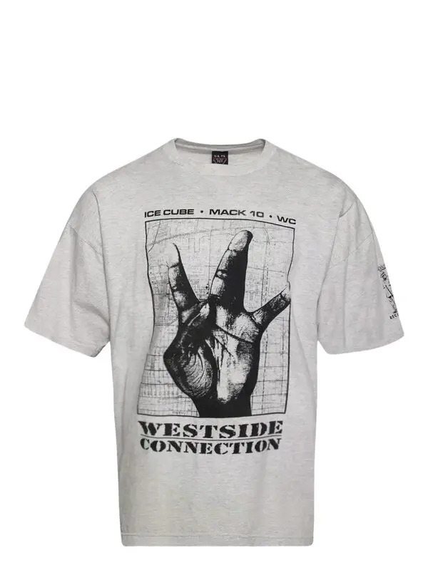 EARTHLING VIP Hand-graphic Westside Connection T-shirt - Grey