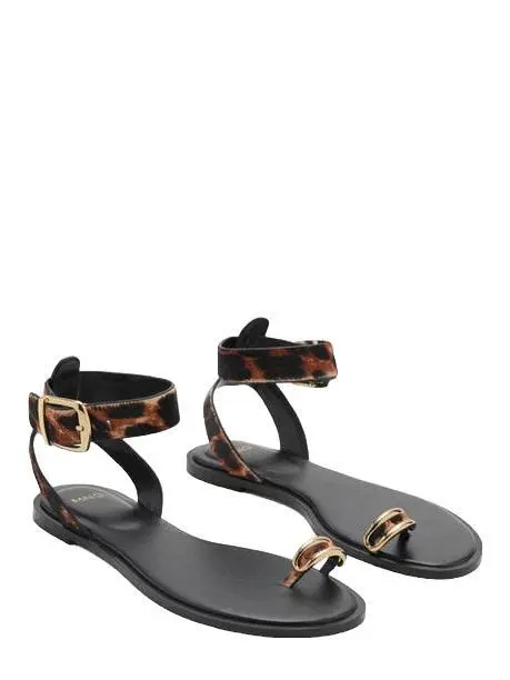 Mango Genuine Calf Hair Ankle Strap Sandal - Black
