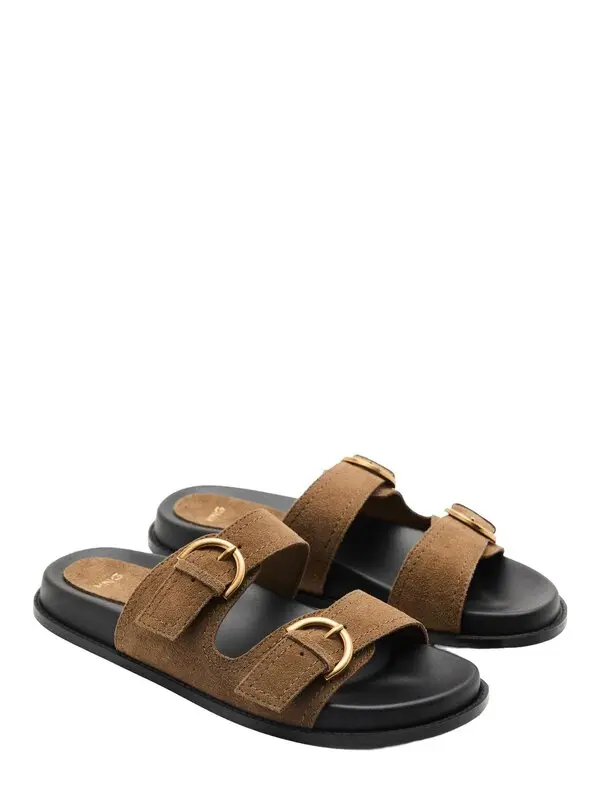 Mango Double-buckle Slide Sandal - Khaki